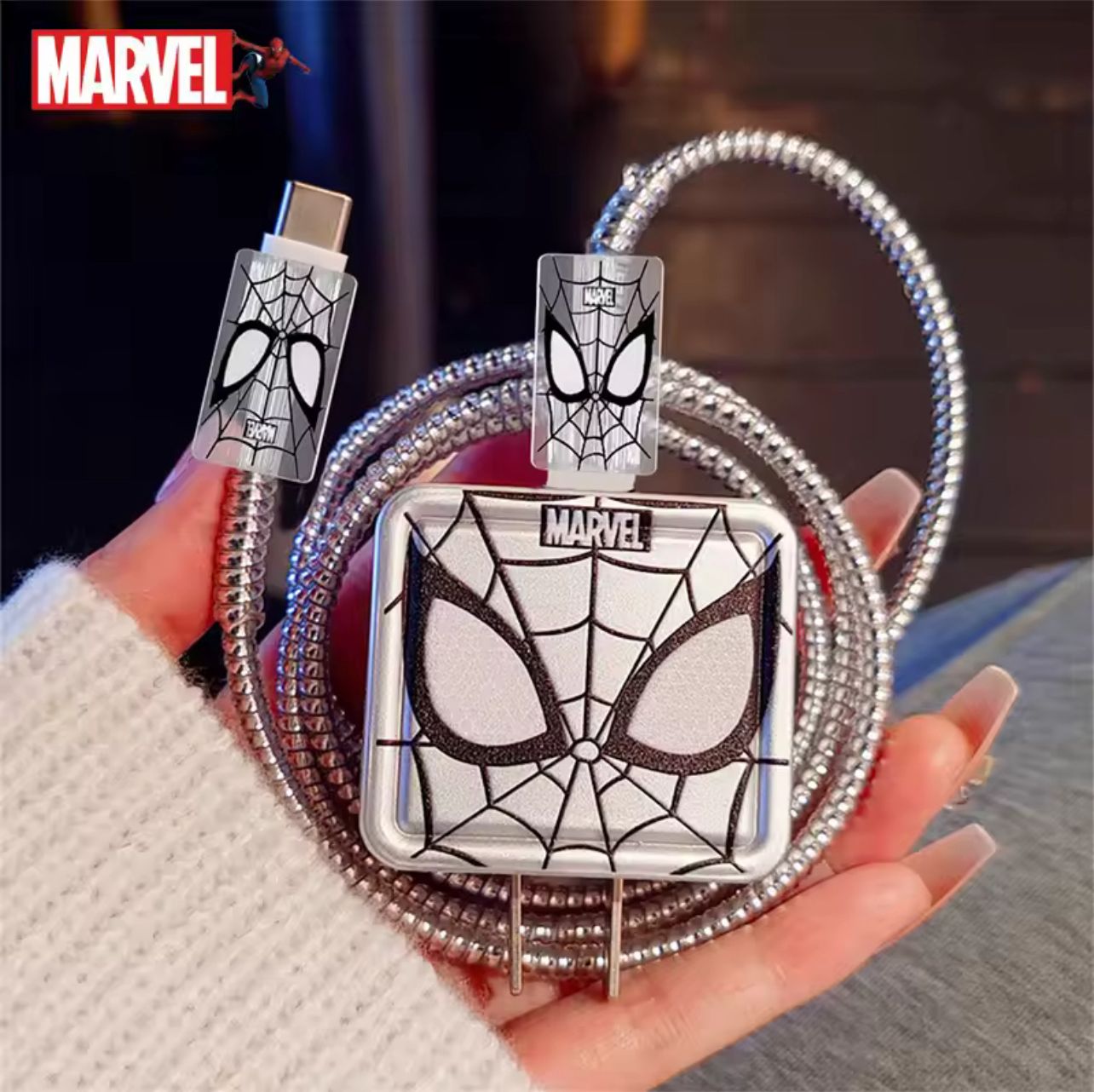 Spider Marvel Edition Charger Cover With Cable Protector For US-2Pin ...
