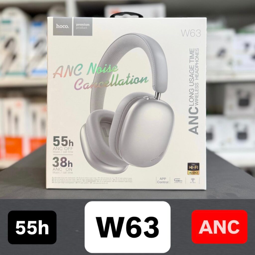 Hoco W63 ANC Wireless Bluetooth Headphones (ANC ON 38h ANC OFF 55h ...